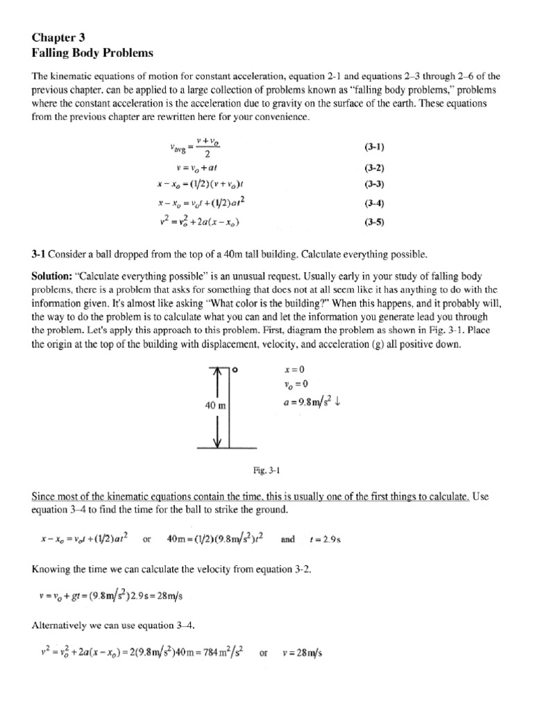 Falling Body Problems | PDF