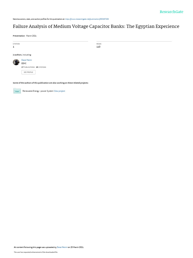 Failure Analysis of Medium Voltage Capacitor Banks: The Egyptian ...