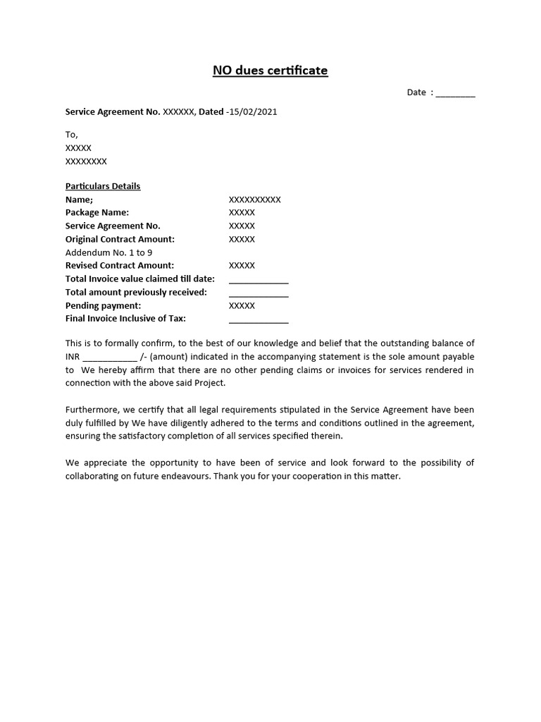 NO Dues Certificate | PDF