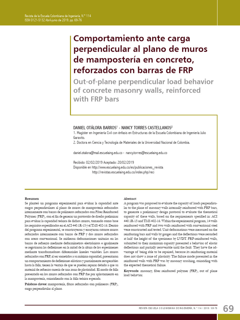 Inveseci Comportamiento Ante Carga Perpendicular Al Plano de Muros de ...