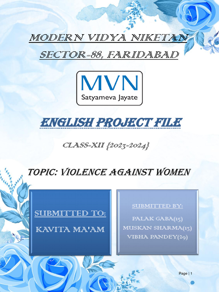 ENGLISH PROJECT FILE C.B.S.E. Class 12th | PDF | Violence | Violence ...