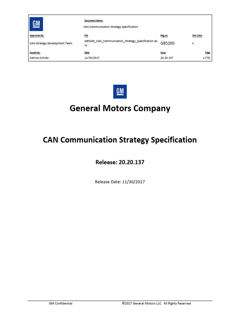 GB5200 CAN Communication Strategy Specification | PDF | Specification ...