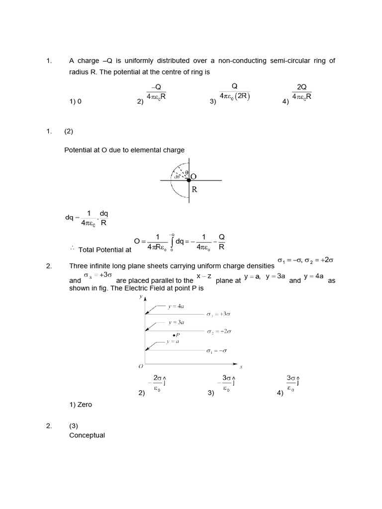 Electrostats 45 Ques 1 Solutions | PDF | Sphere | Potential Energy