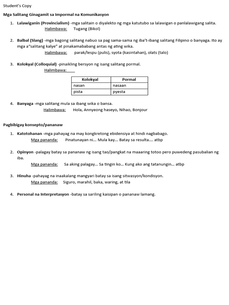 Banyaga Kolokyal Hinuha Katotohanan Stud Teachers Copy Gawain | PDF