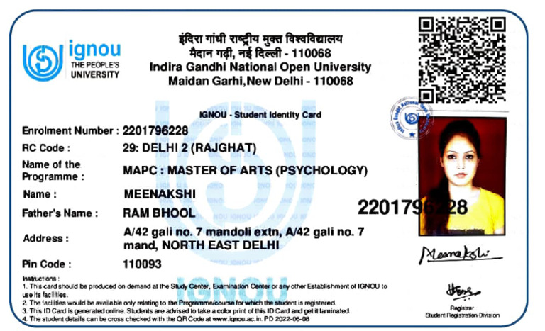 IGNOU I Card | PDF