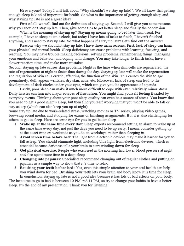 The Importance of Sleeping | PDF | Sleep | Cognition