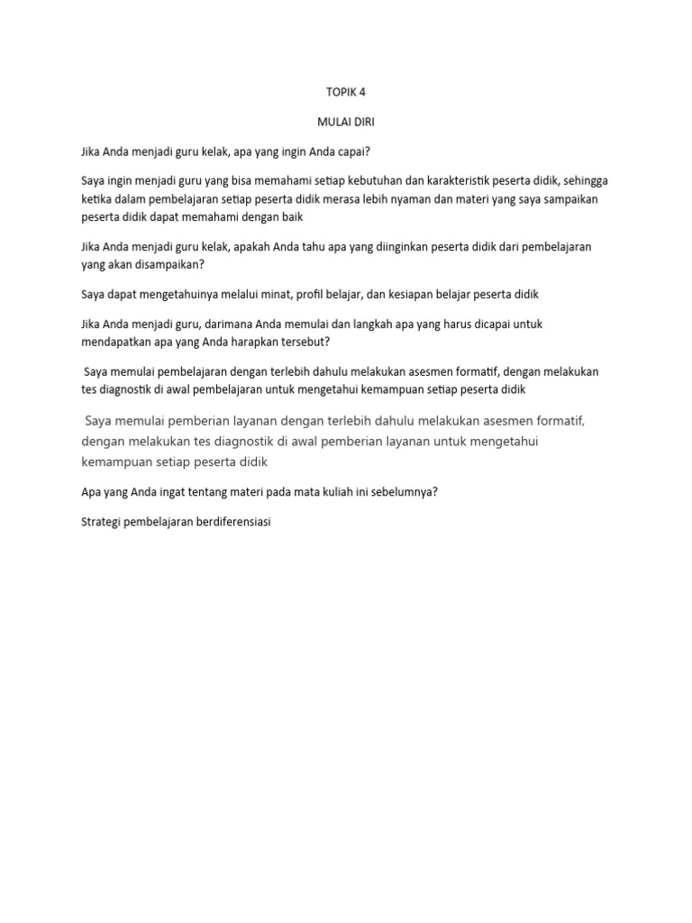 TOPIK 4 Mulai Diri | PDF | Karier & Perkembangan