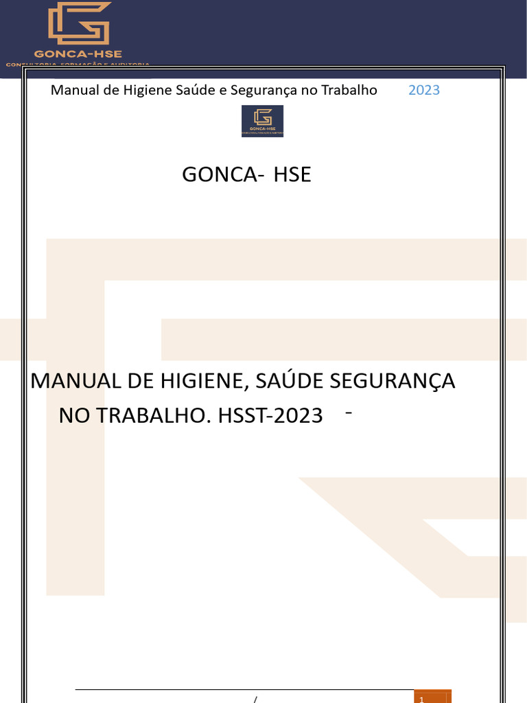 Cópia de MANUAL DE HSST GONCA HSE | PDF | Fatores humanos e Ergonomia ...