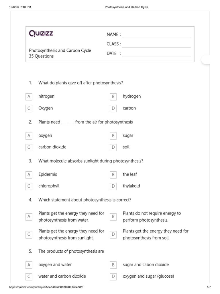 Photosynthesis and Carbon Cycle | Download Free PDF | Photosynthesis ...