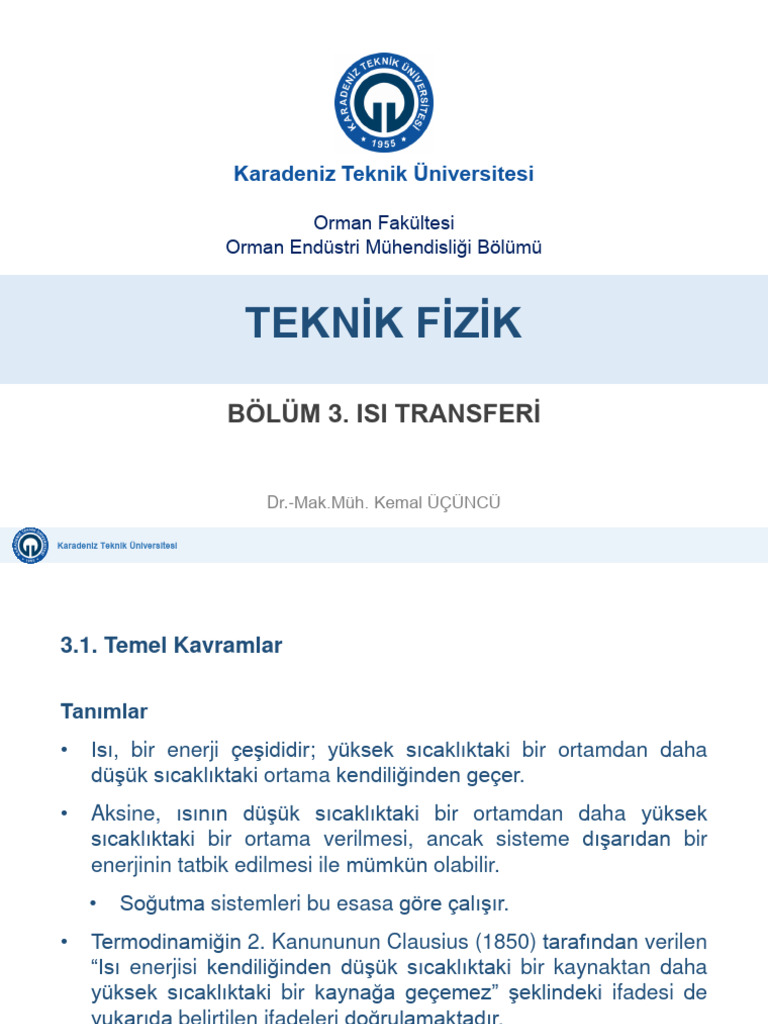 Tekni̇k Fi̇zi̇k-9. Hafta - Isi Transferi̇ | PDF