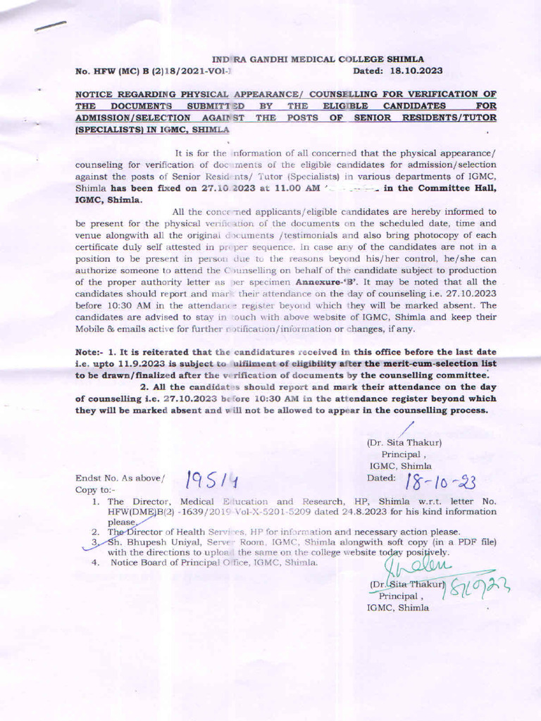 IGMC Counselling Notice | PDF