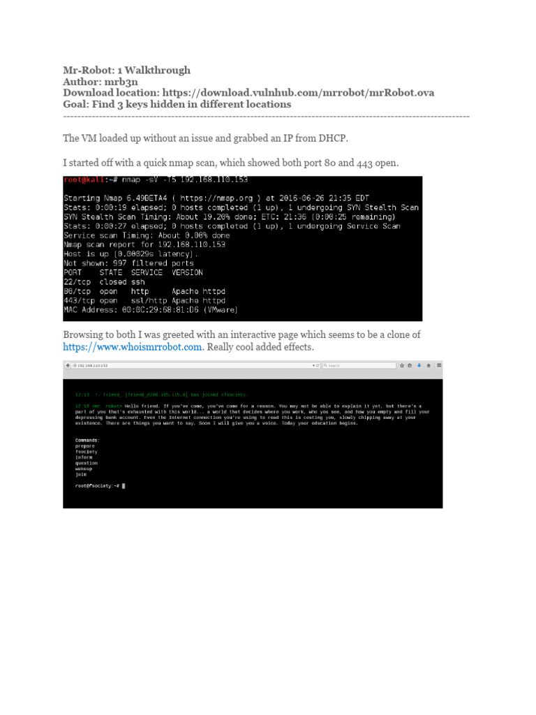 Mrrobot Writeup 06282016 | PDF | Word Press | User (Computing)