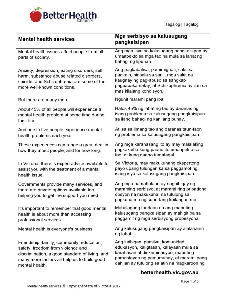 8 Mental Health - Tagalog | PDF