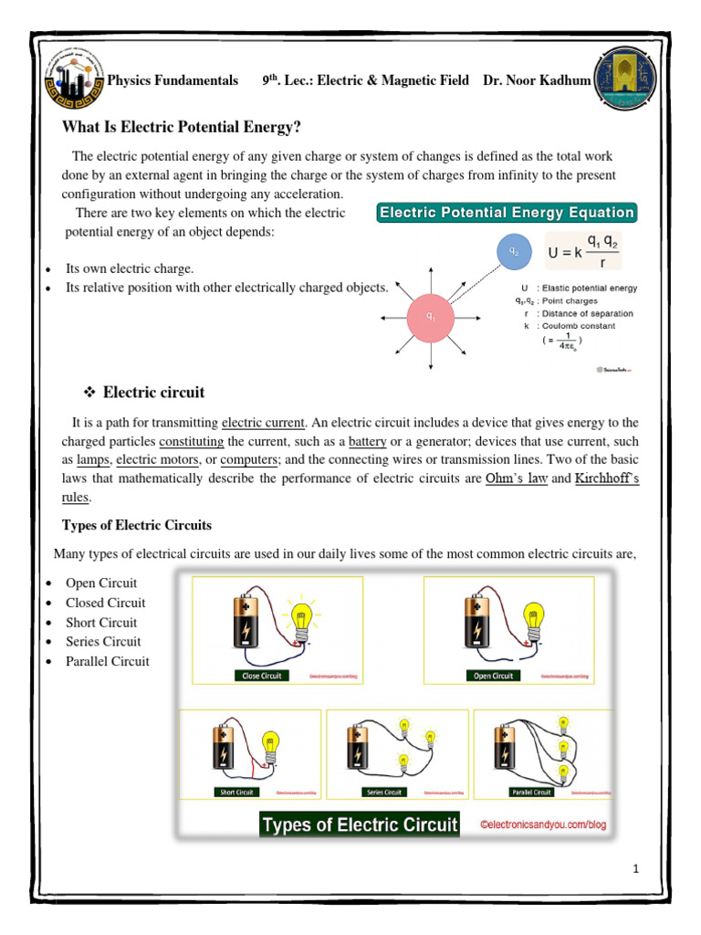 What Is Electric Potential Energy?: Physics Fundamentals 9 - Lec.: Electric & Magnetic Field Dr ...