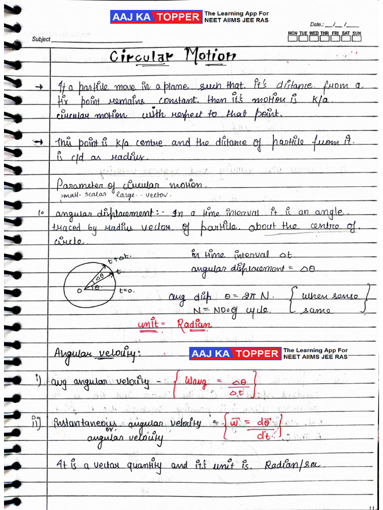 Circular Motion Notes English | PDF