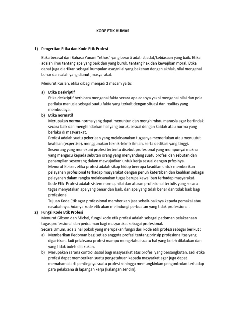 Kode Etik Humas | PDF