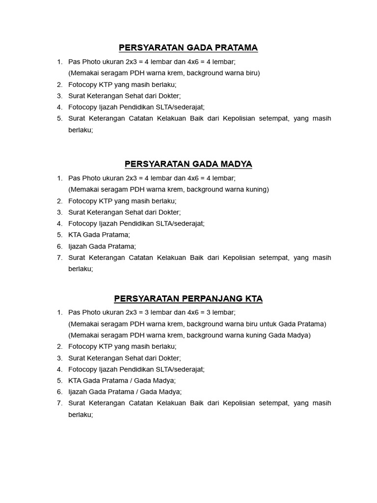 PERSYARATAN KTA SATPAM | PDF