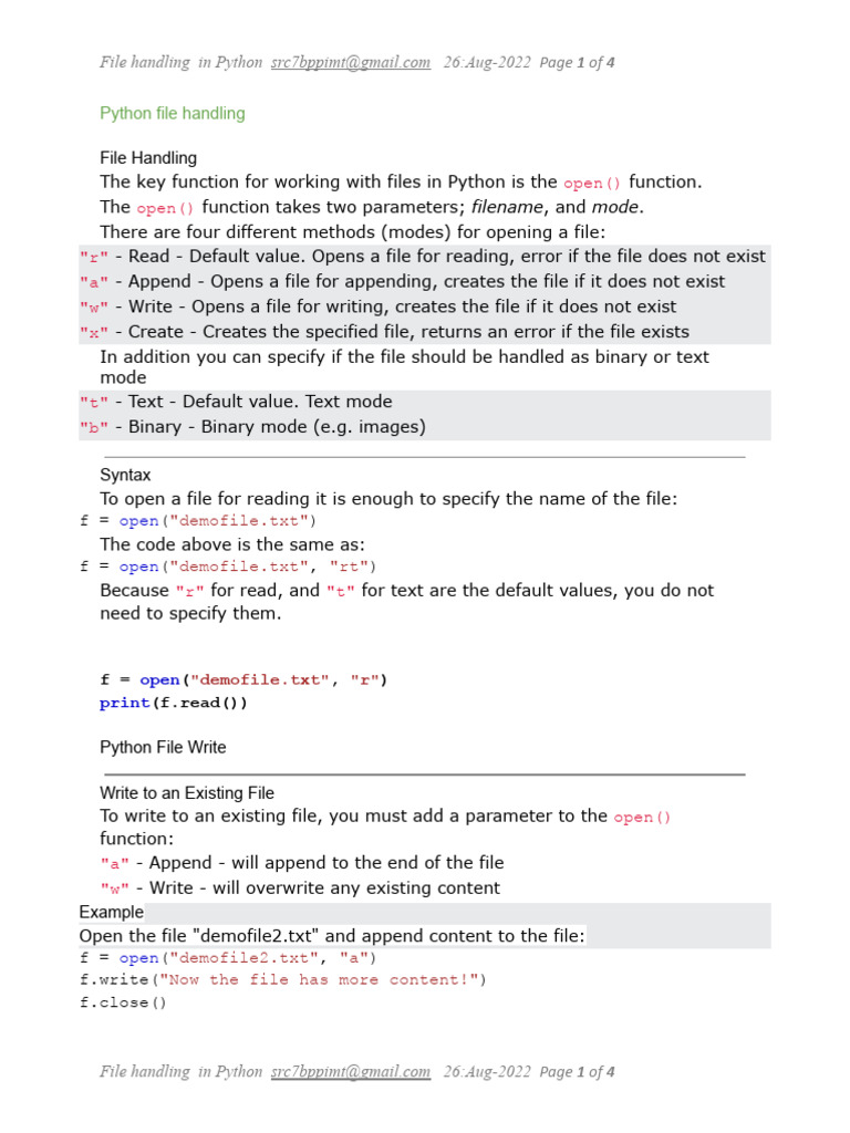 Python File Handling29jun2022 Pdf Computer File Text File