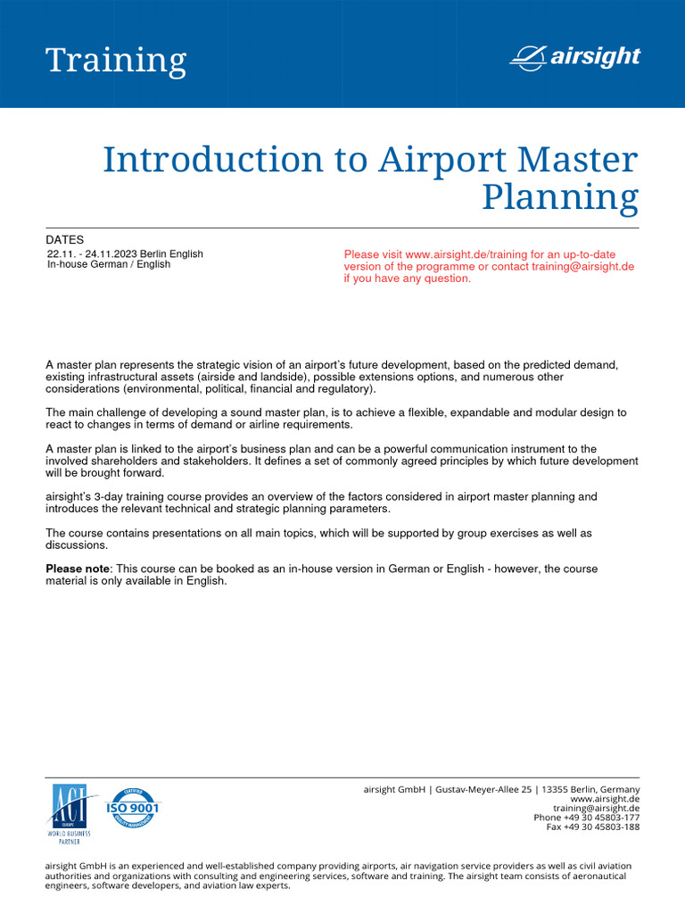 Introduction To Airport Master Planning | PDF | Airport | Strategic Planning