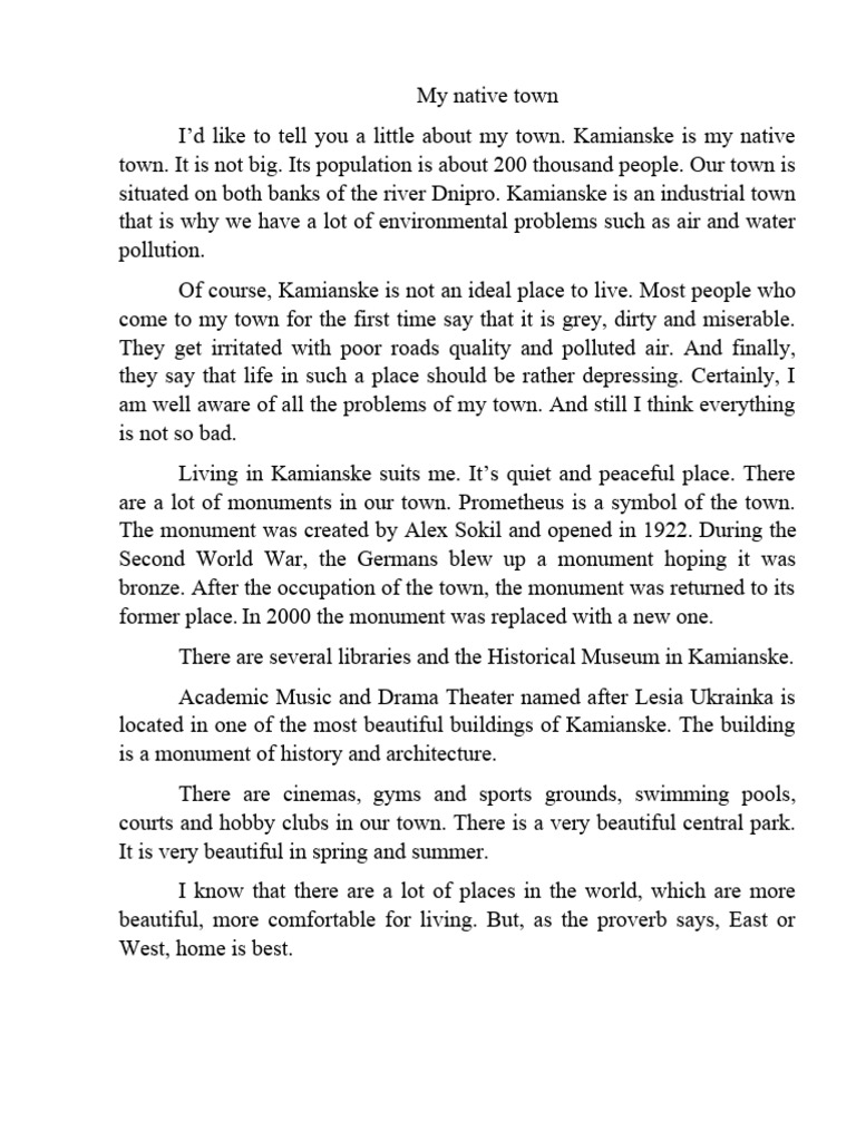 My Native Town: Kamianske Overview | PDF
