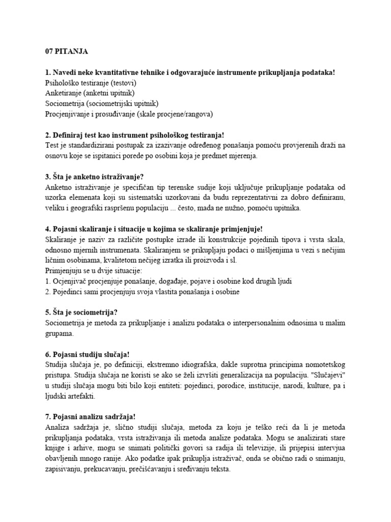 Metodologija07 PITANJA | PDF