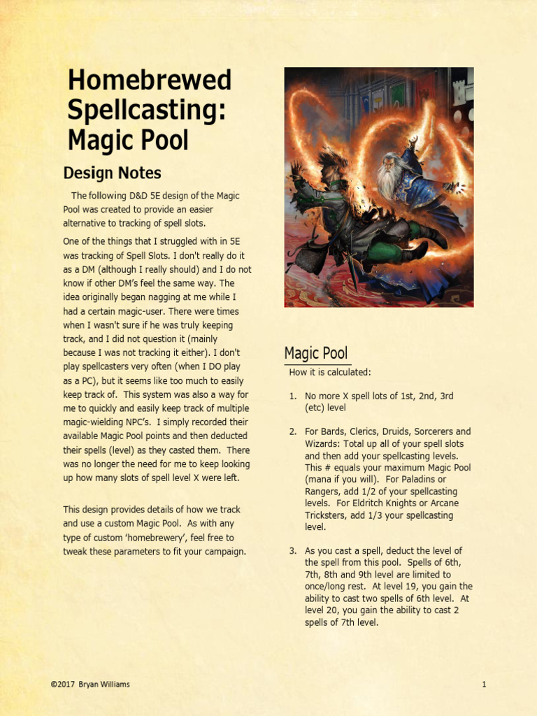 785444-Homebrewed Spellcasting - Magic Pool | PDF | Fantasy | Fantasy Games