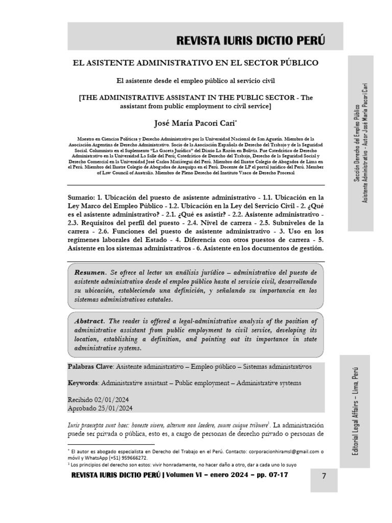 El Asistente Administrativo en El Sector Público - Autor José María Pacori Cari | Descargar ...
