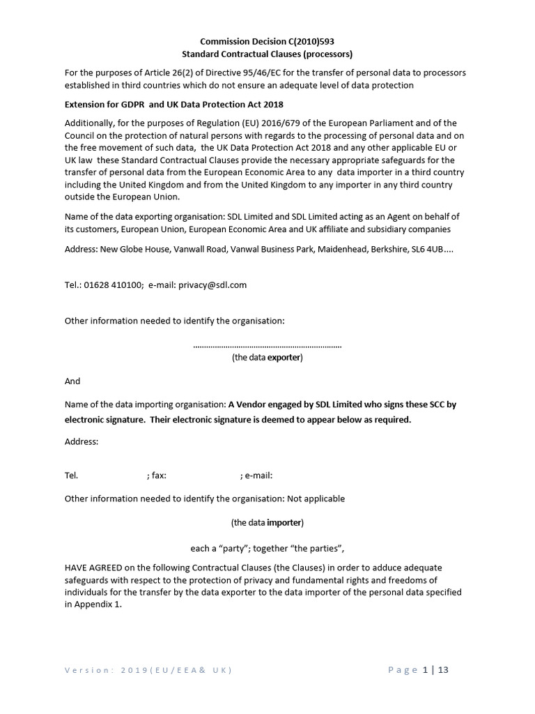 SDL and Freelancer Model Clauses February 2021 | PDF | Information ...
