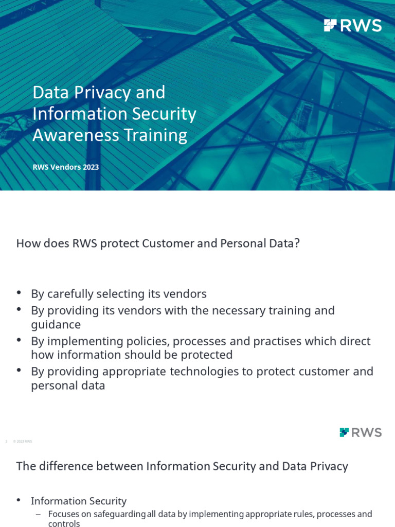 RWS Vendor Security Awareness Training 2023 | PDF | Password | Phishing