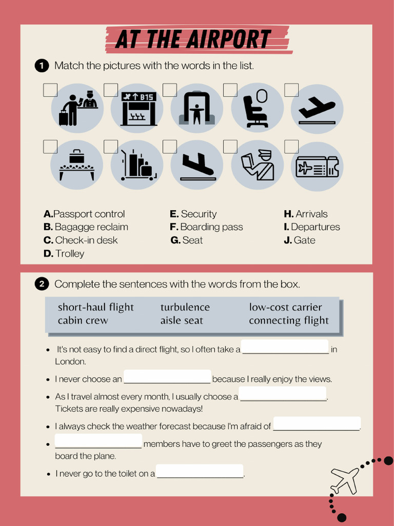 Airport Vocabulary Worksheet | PDF