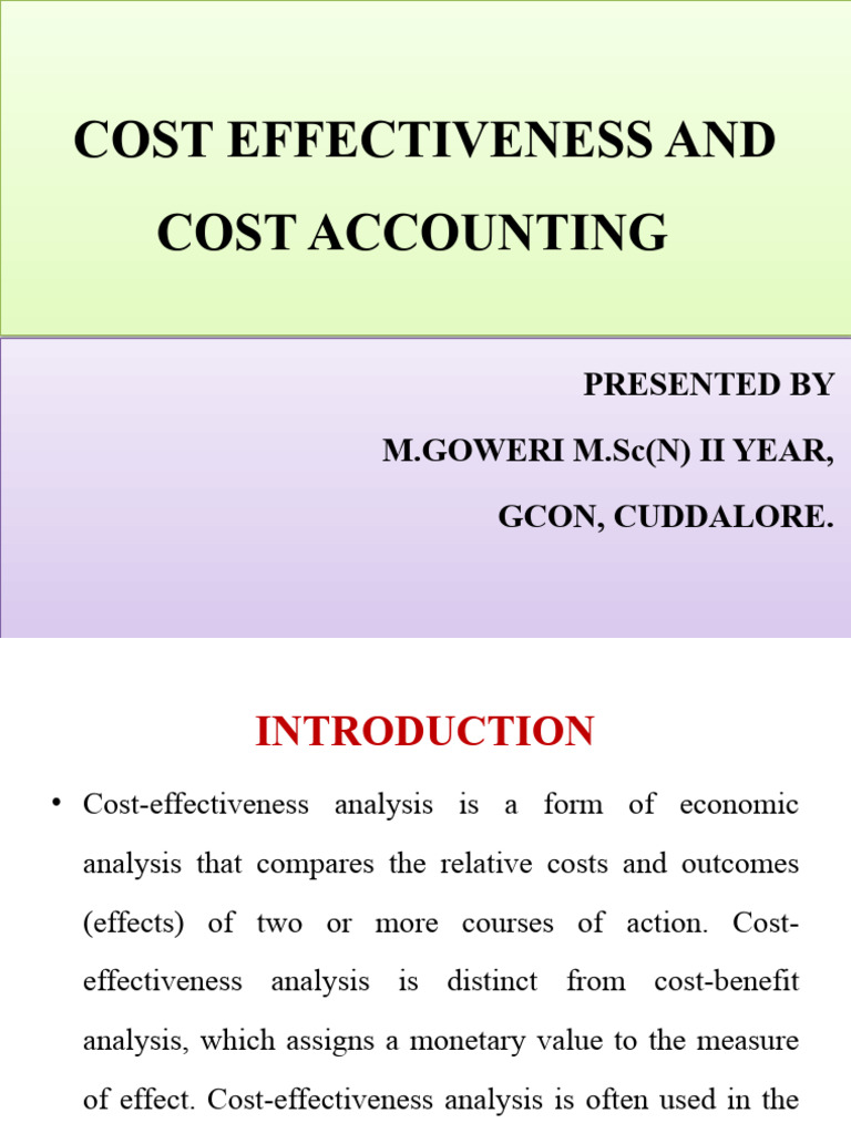 Cost Effectiveness in Nursing Management | PDF | Cost Accounting | Cost ...