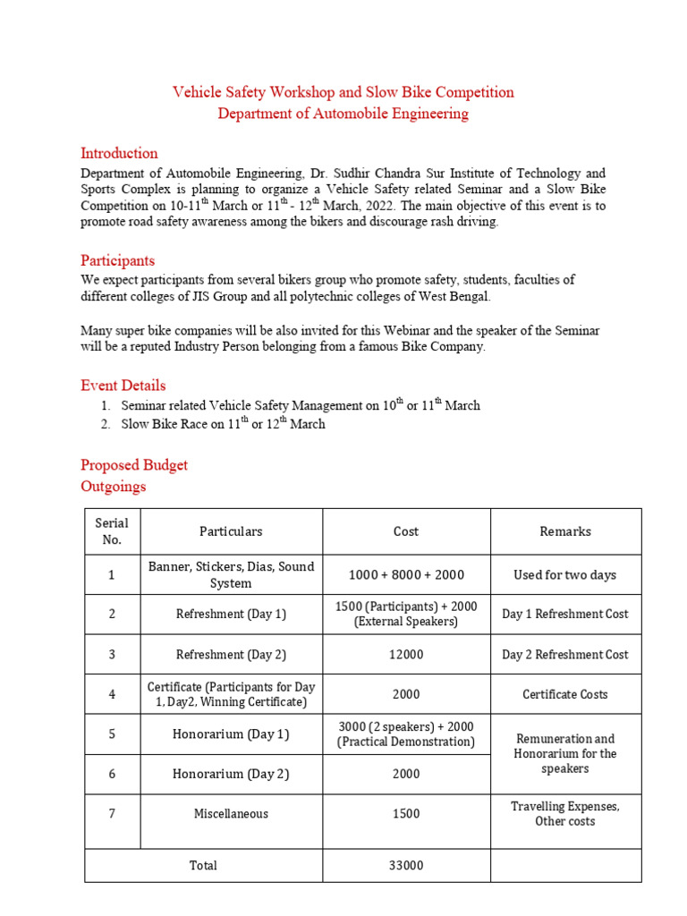 Proposal - Slow Bike Race | Download Free PDF | Manufactured Goods ...