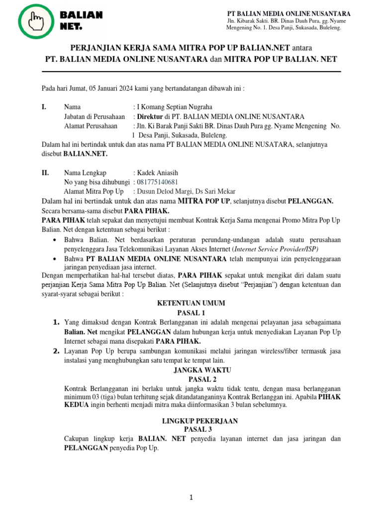 S&K Mitra Pop Up Balian | PDF | Bisnis