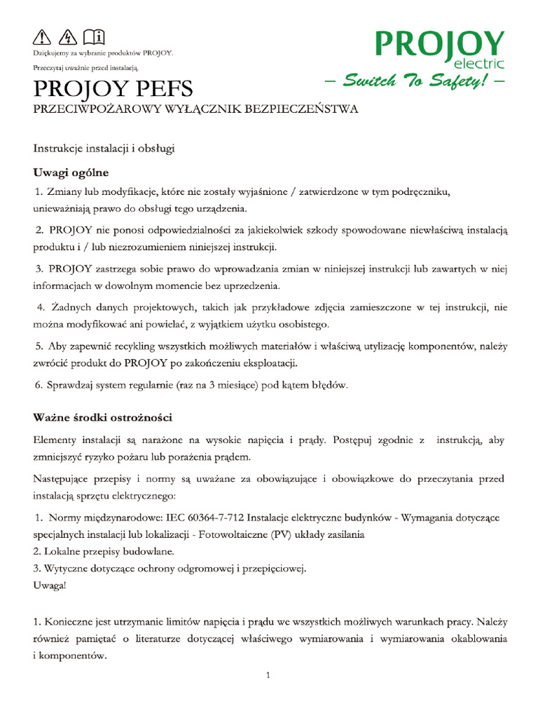 Instrukcja ProJoy | PDF