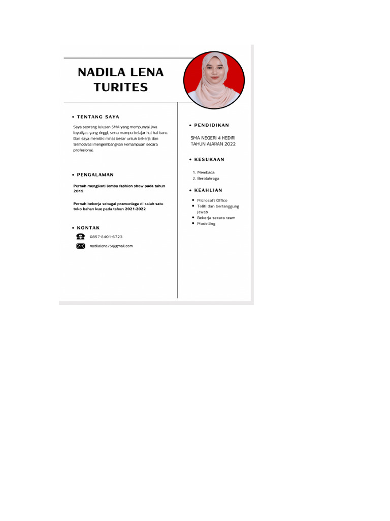 CV Nadila Lena | PDF