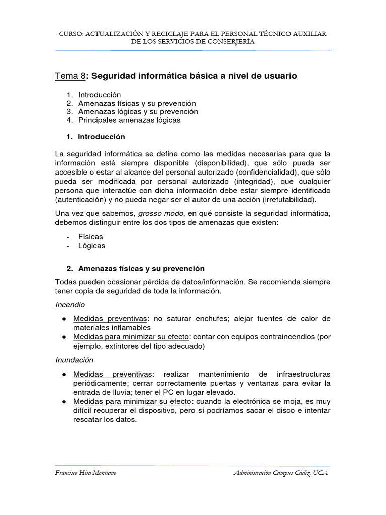 TEMA 8 - Seguridad Informatica Basica A Nivel de Usuario | Descargar gratis PDF | Malware | La ...