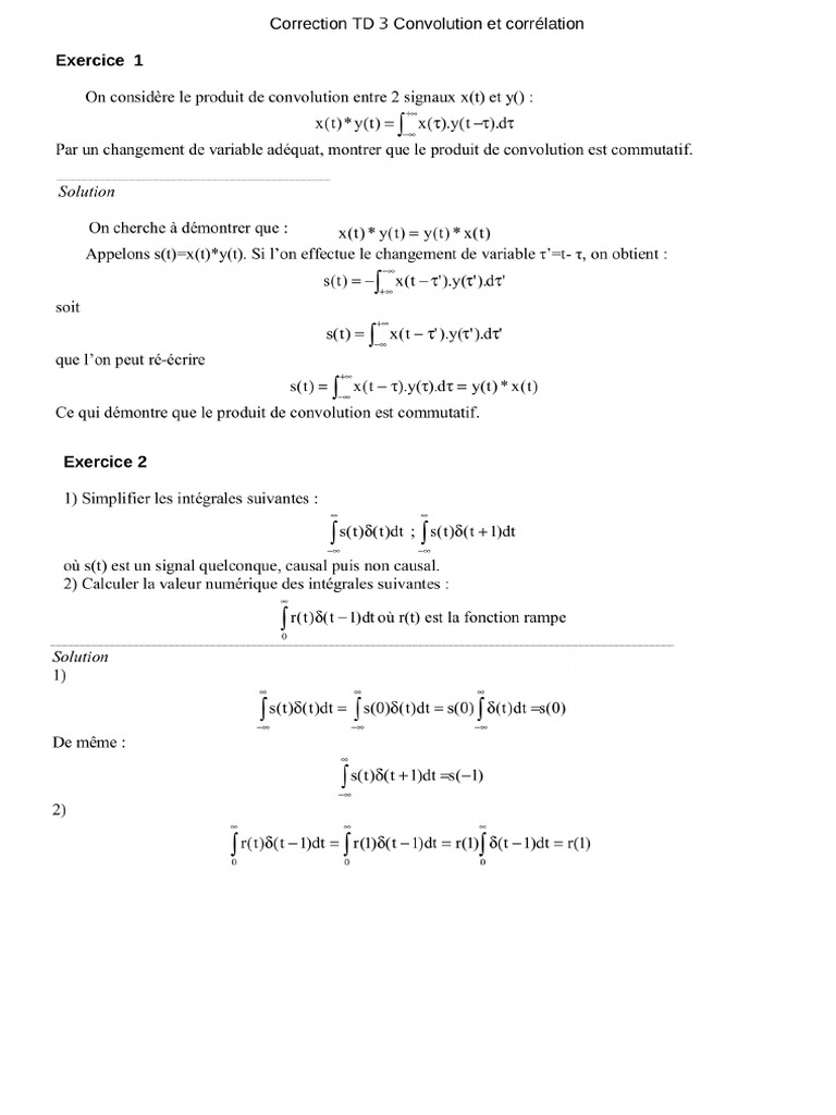 Correction TD3 Convolution Et Corrélation | PDF