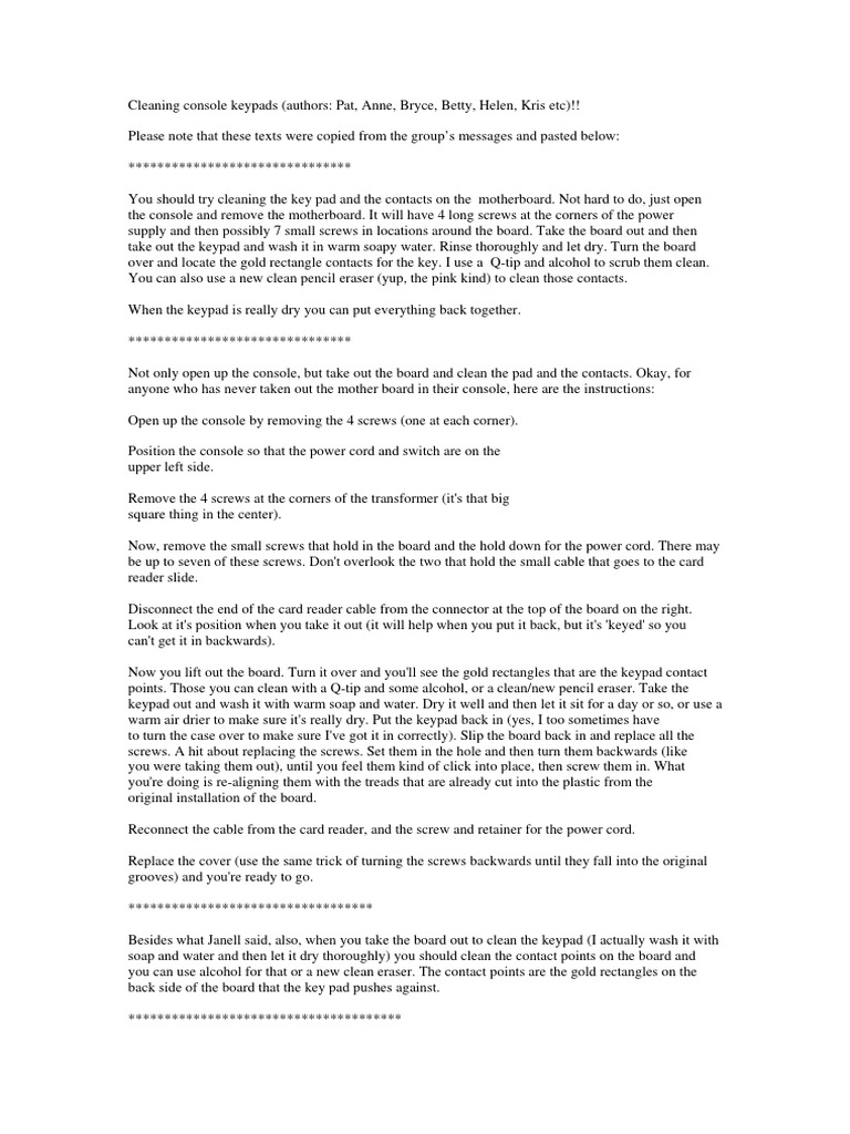 Cleaning Keypad | PDF | Manufactured Goods | Equipment