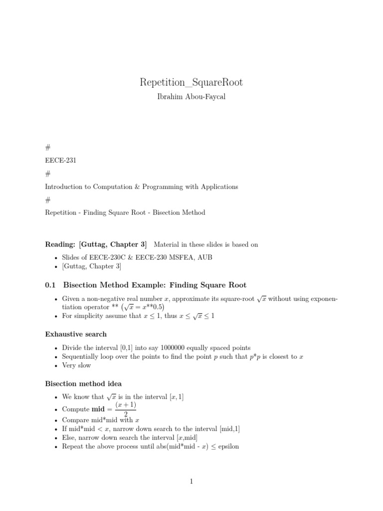 Repetition SquareRoot | PDF | Square Root | Elementary Mathematics