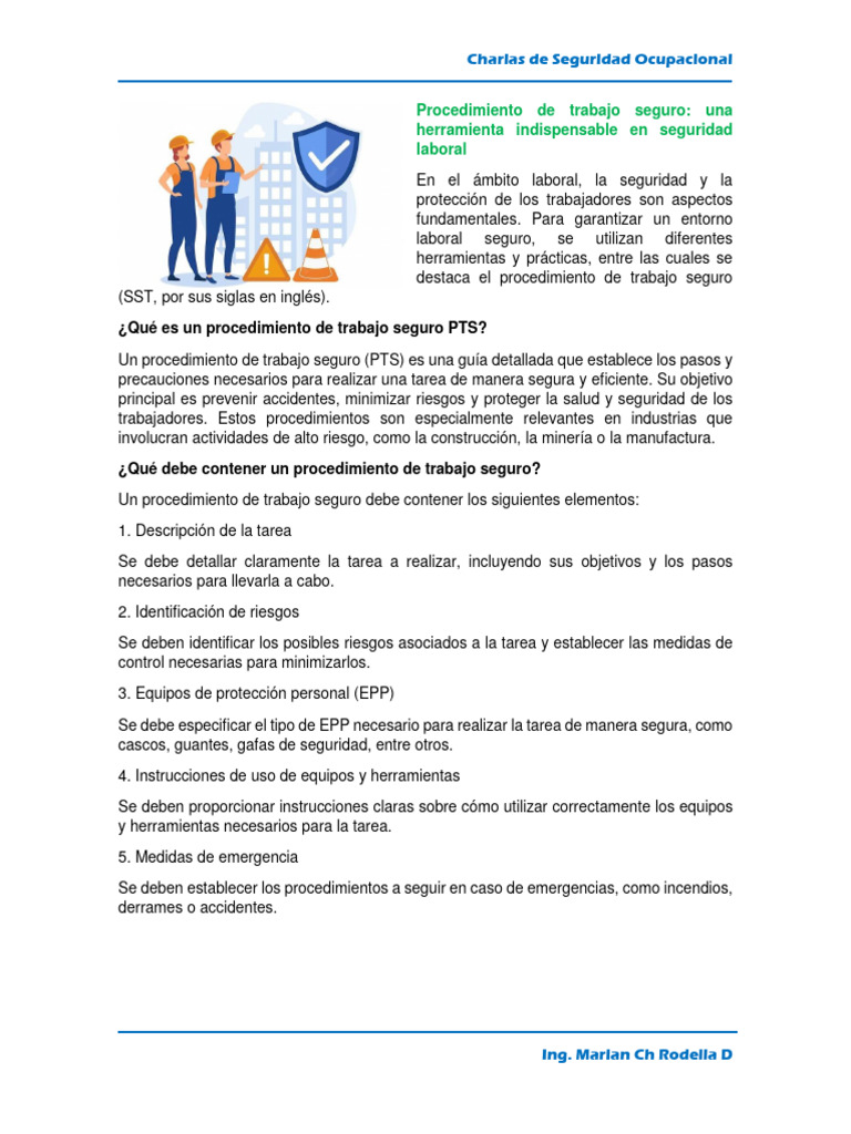 Procedimiento de Trabajo Seguro | PDF | Seguridad y salud ocupacional