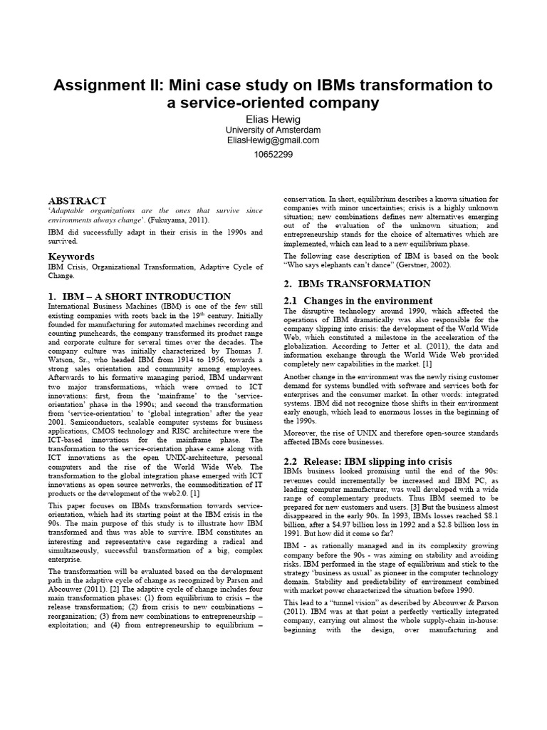 Mini Case Study IBM 5 | Download Free PDF | Ibm | Mainframe Computer Mini Case Study IBM 5 | Download Free PDF | Ibm | Mainframe Computer