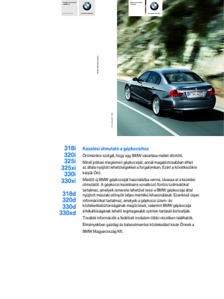 BMW E90 Magyarnyelvu Kezelesi Utmutato 3 As Limuzin Idrive | PDF