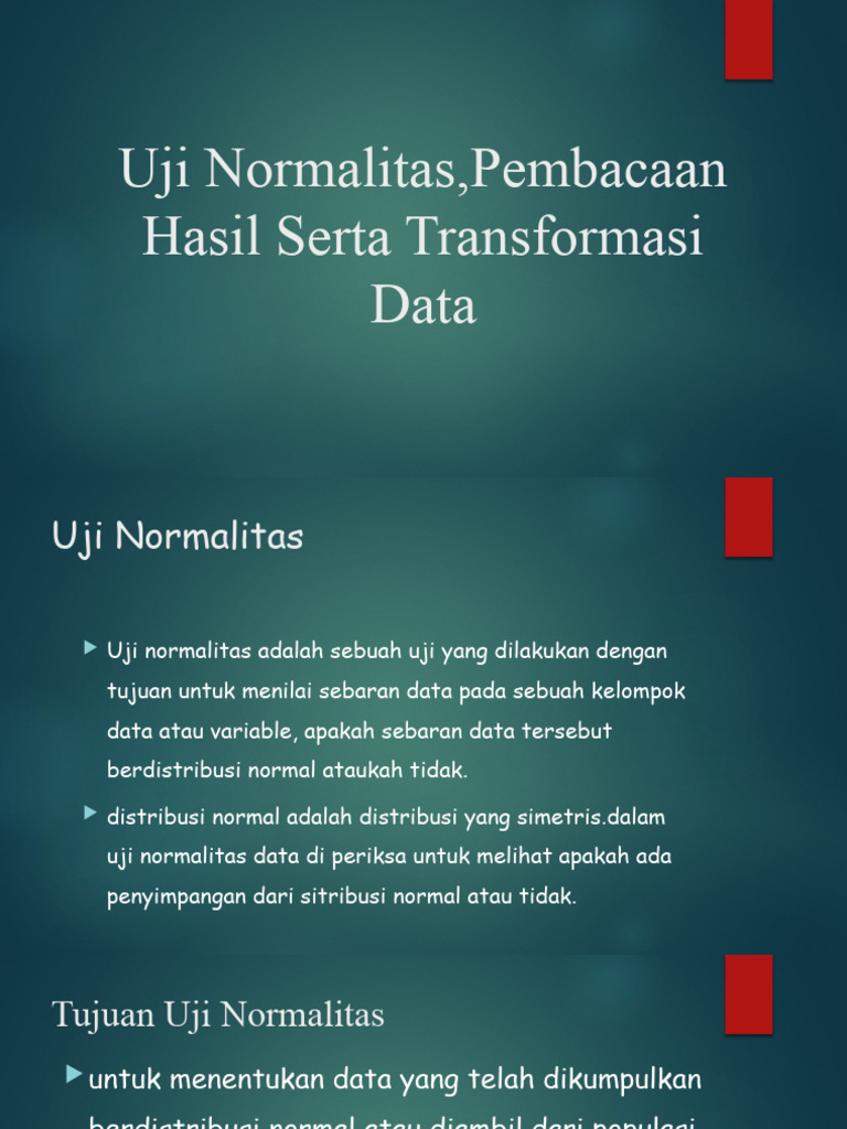 Uji Normalitas, Pembacaan Hasil Serta Transformasi Data | PDF