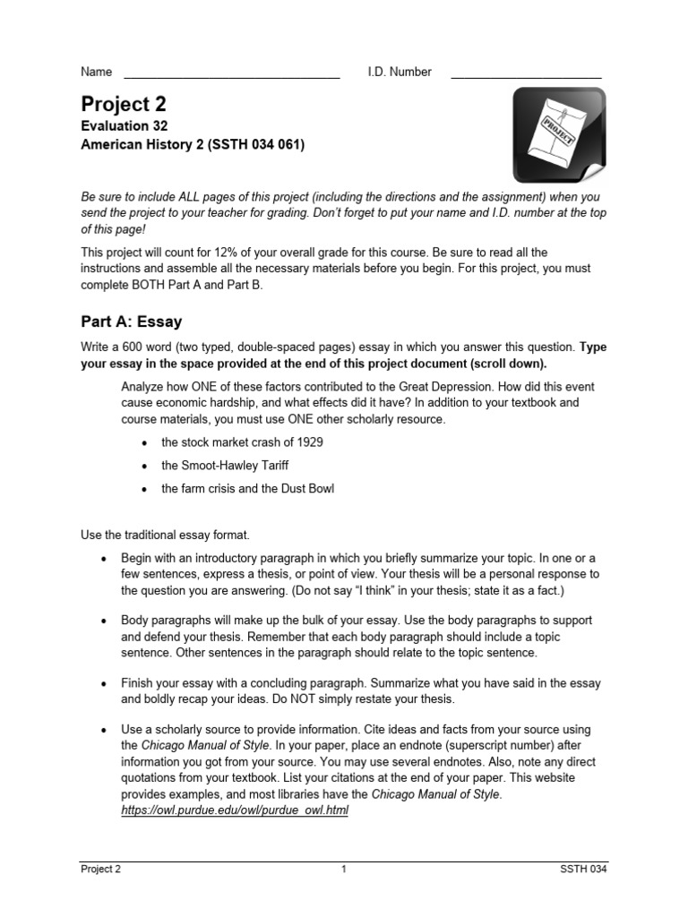 SSTH034061 American History 2 Project 2 | PDF | Essays | Citation