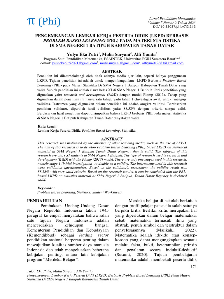 Pengembangan Lembar Kerja Peserta Didik LKPD Berba | PDF