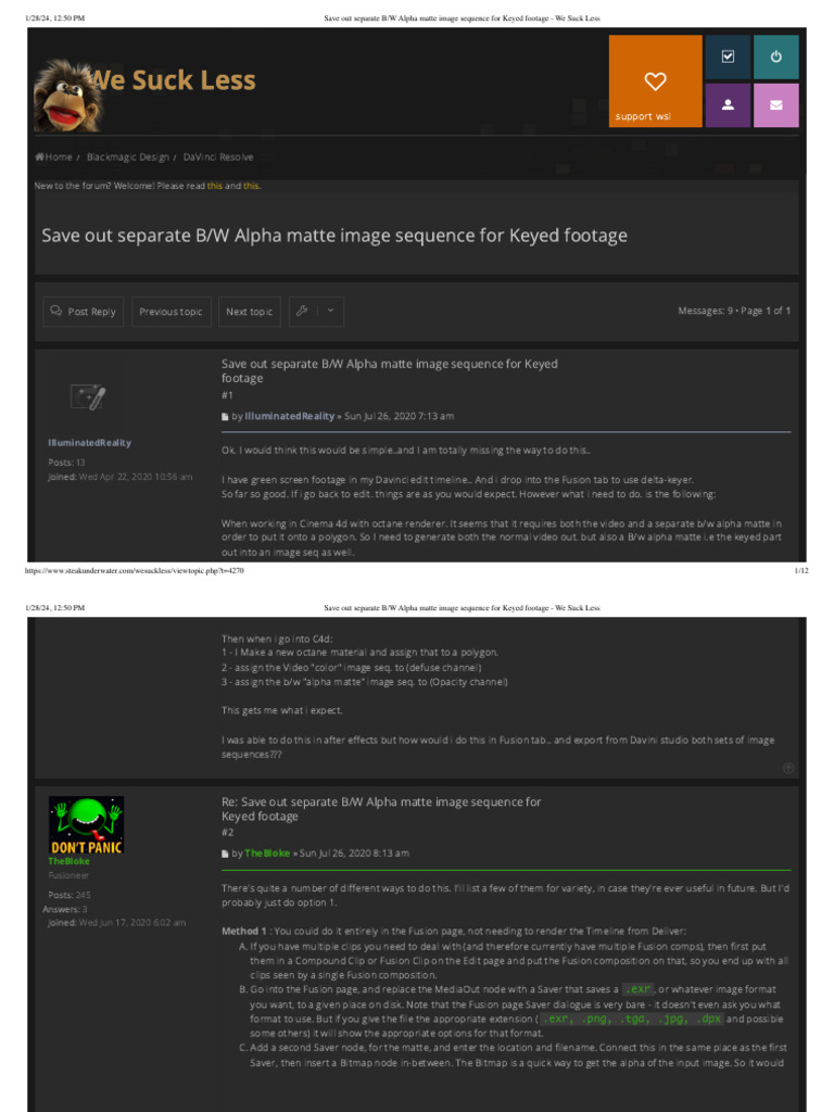Save Out Separate B - W Alpha Matte Image Sequence For Keyed Footage - We Suck Less | PDF ...
