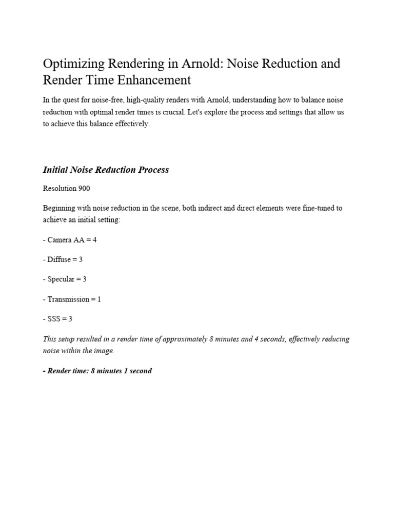 Optimizing Rendering in Arnold by DCLOVENSKY | PDF | Rendering (Computer Graphics) | Imaging