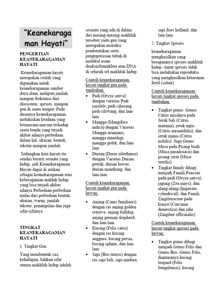 MATERI Keanekaragaman Hayati | PDF | Sains & Matematika