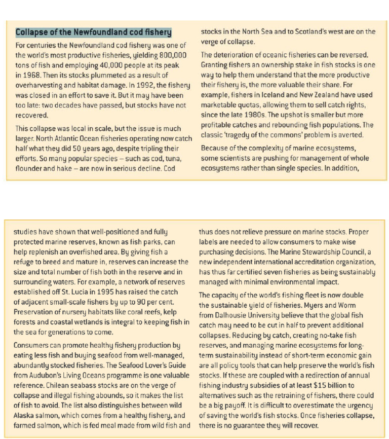 Collapse of Newfoundland Cod Fishery | PDF