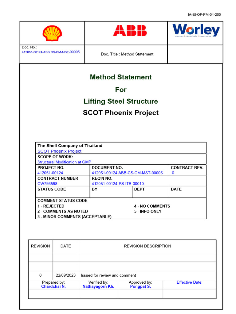 Steel Structure Lifting Method Statement | PDF | Crane (Machine)